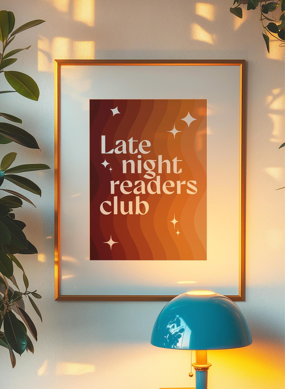Late Night Readers Club Poster, Cozy Reading Decor, Retro Book Wall Art ...
