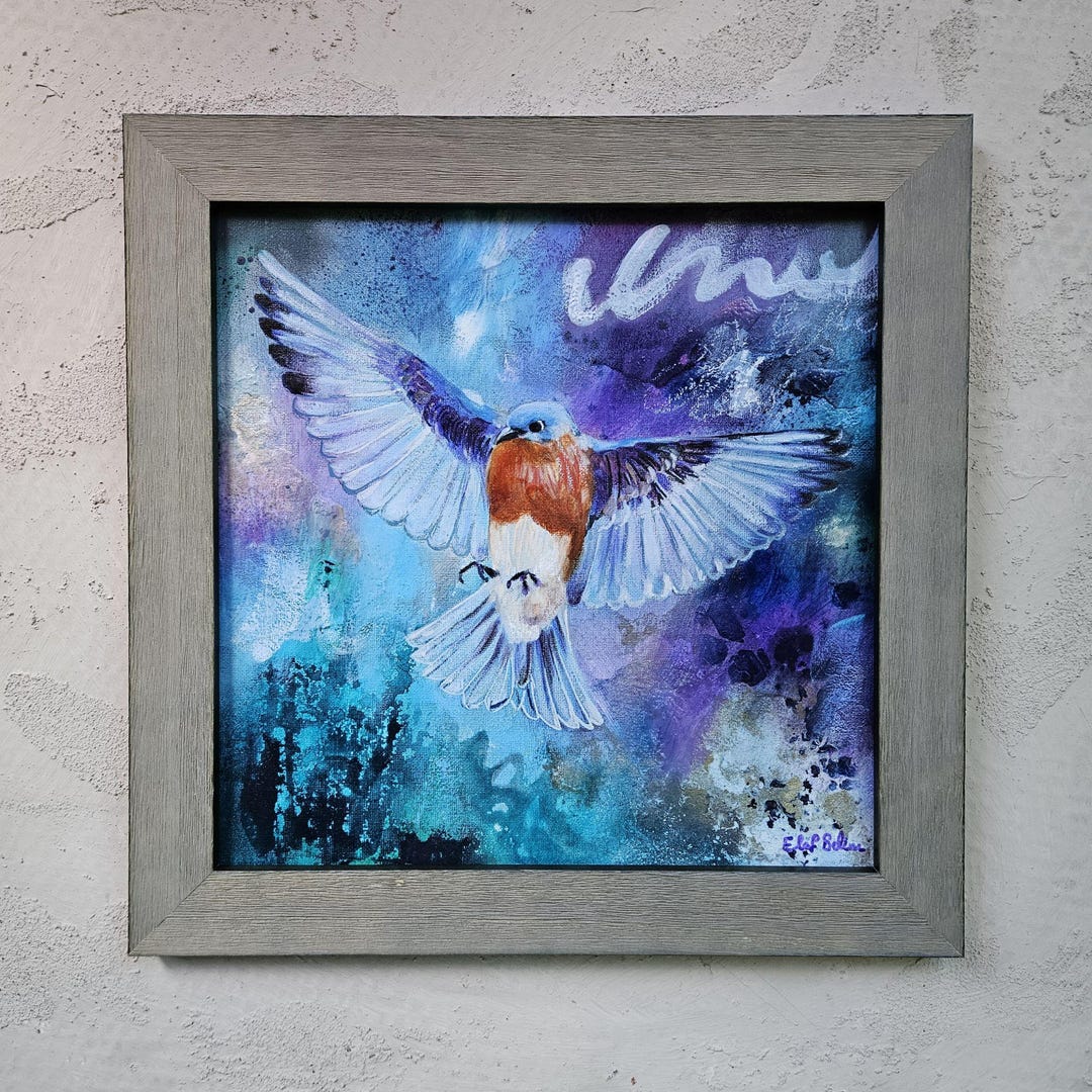 Bird Flying Artwork, Original Oil Painting on Canvas Board, 12x12 In ...