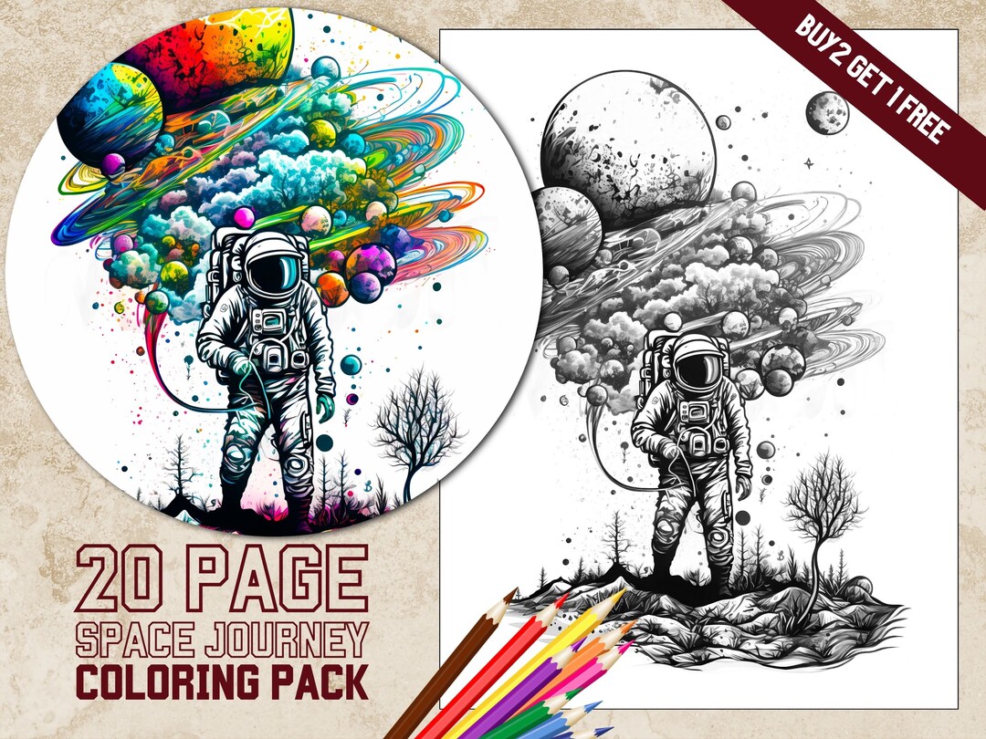 Space Journey Coloring Book PDF| 20 Printable Outer Space Coloring ...