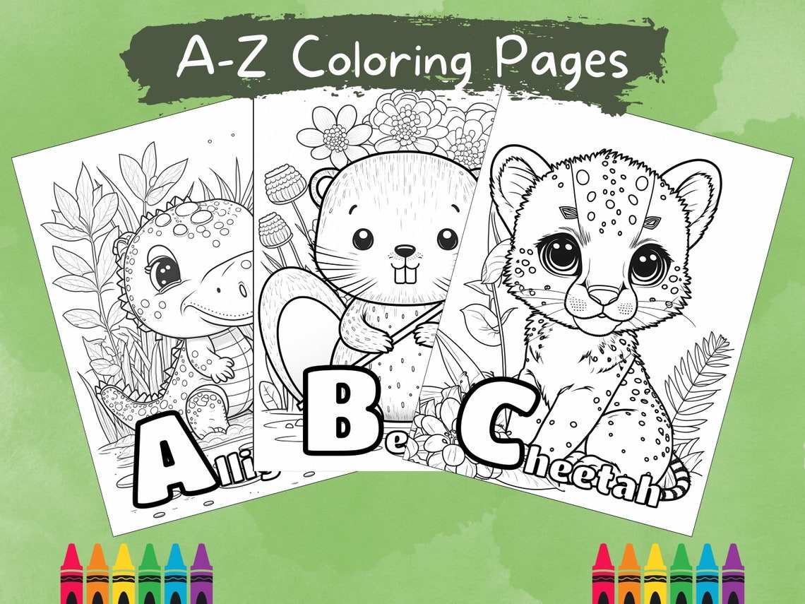 Kids Alphabet Coloring Book, Printable Animal Coloring Pages for Kids ...