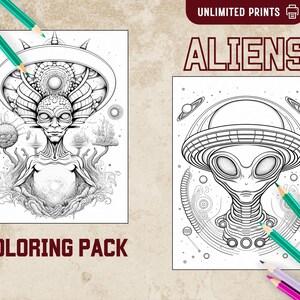 Alien Adult Coloring Pages, Trippy Coloring Book PDF, Printable ...