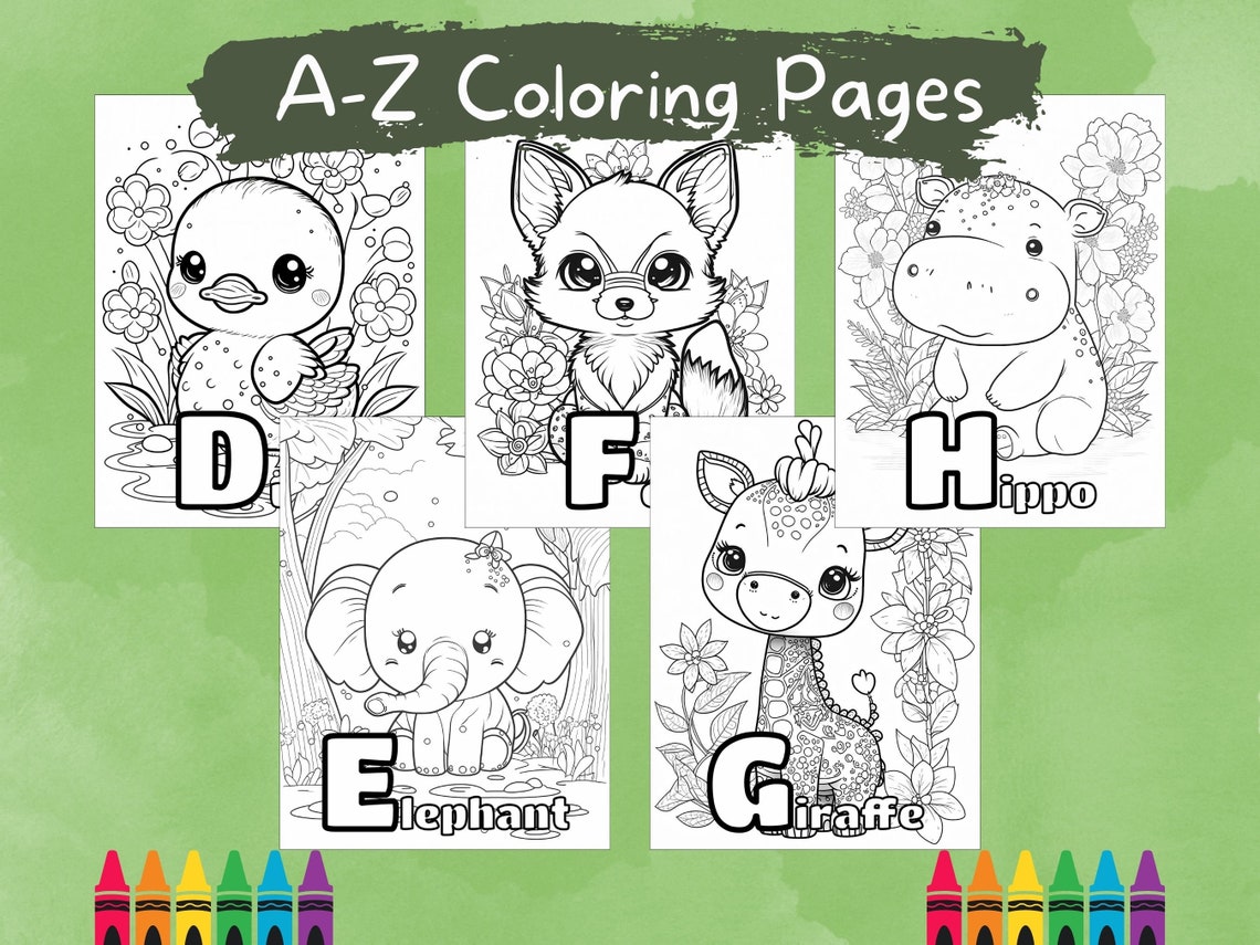 Kids Alphabet Coloring Book, Printable Animal Coloring Pages for Kids ...