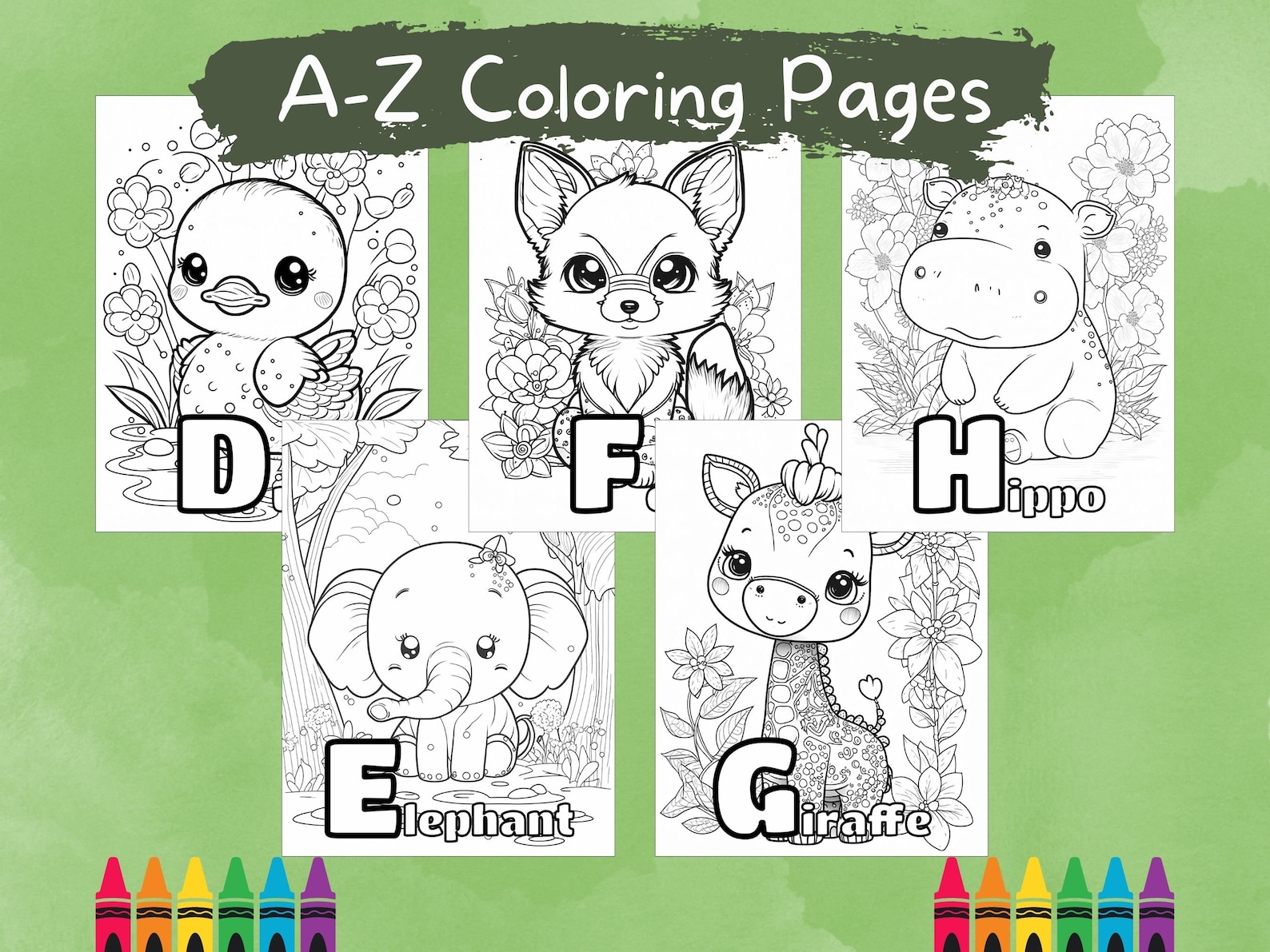 Kids Alphabet Coloring Book, Printable Animal Coloring Pages for Kids ...