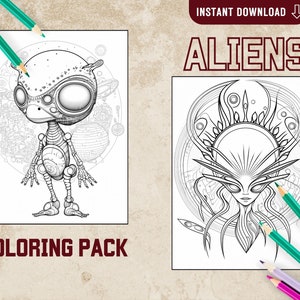 Alien Adult Coloring Pages, Trippy Coloring Book PDF, Printable ...