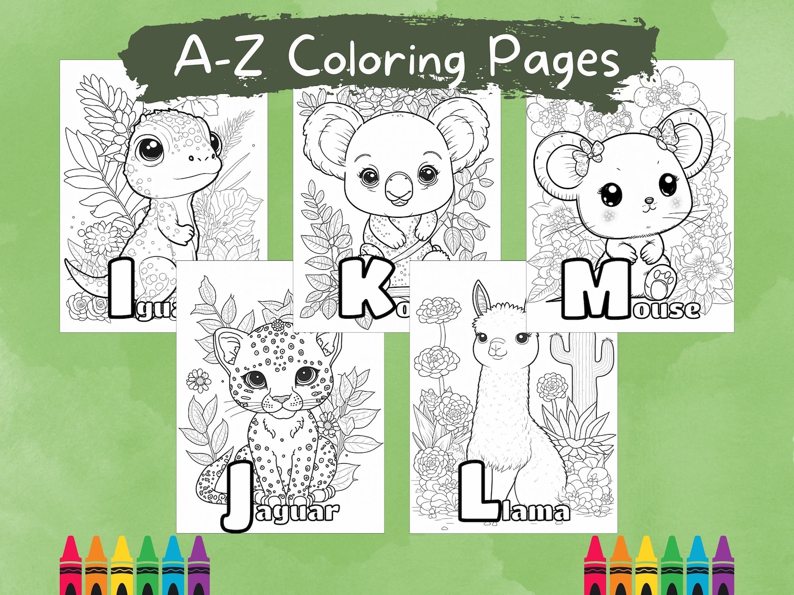 Kids Alphabet Coloring Book, Printable Animal Coloring Pages for Kids ...