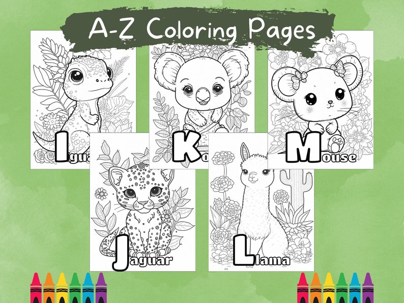 Kids Alphabet Coloring Book, Printable Animal Coloring Pages for Kids ...