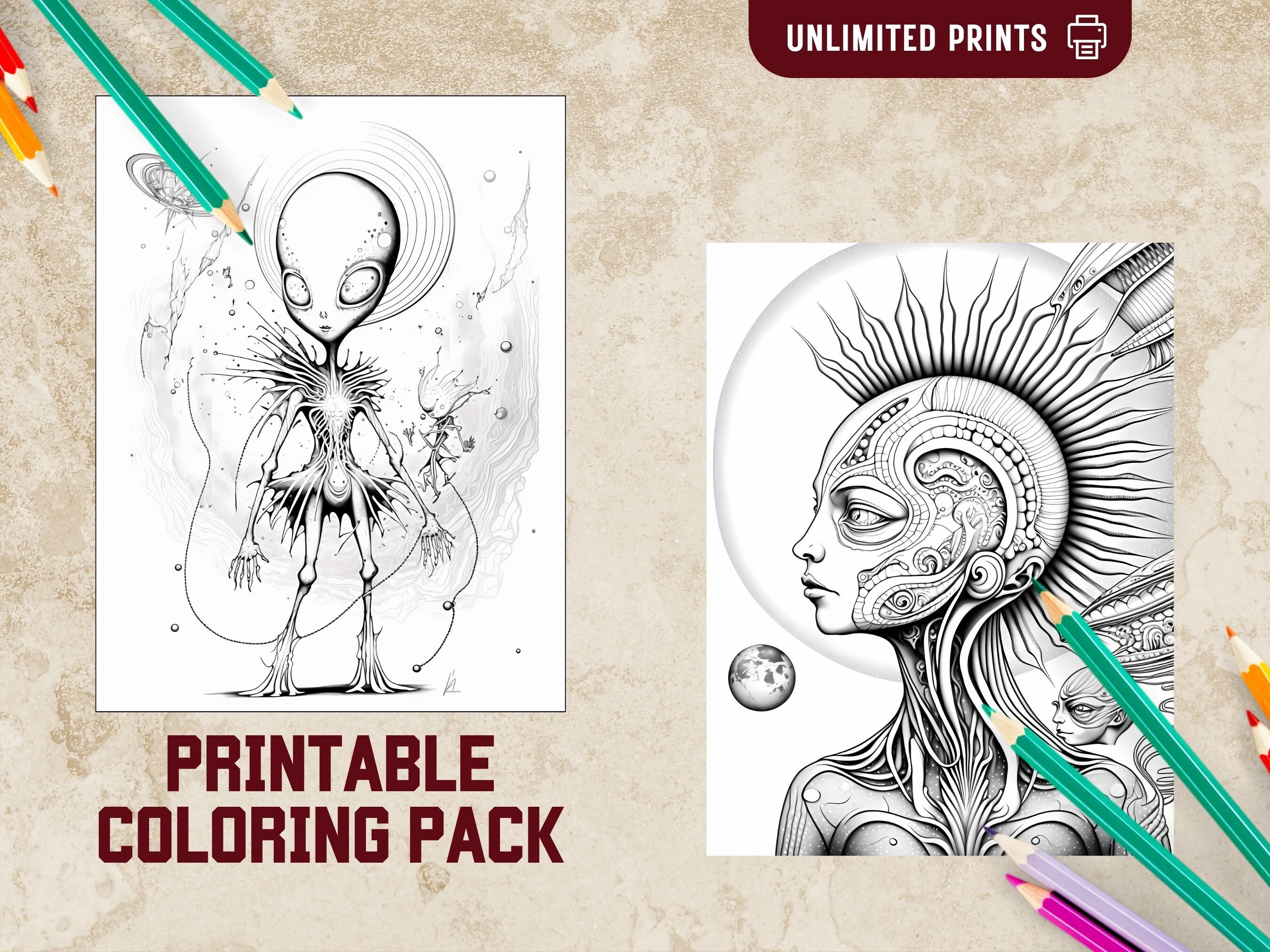 Alien Head Coloring Page