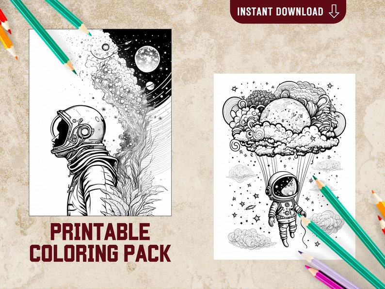 Space Journey Coloring Book PDF| 20 Printable Outer Space Coloring ...