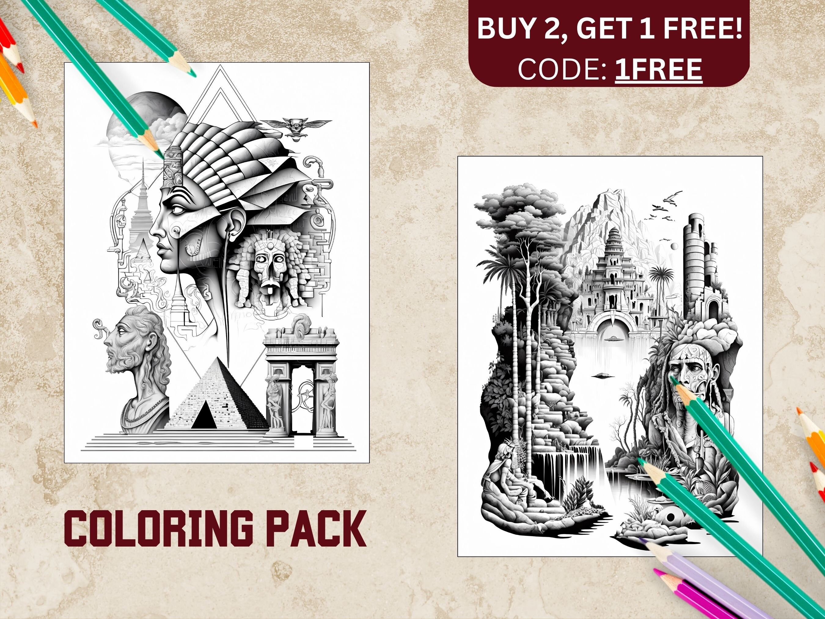 Ancient Civilizations Coloring Pages, Adult Coloring Book PDF ...