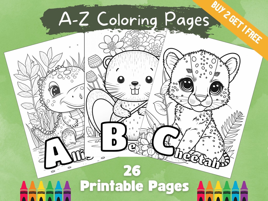 Kids Alphabet Coloring Book, Printable Animal Coloring Pages for Kids ...
