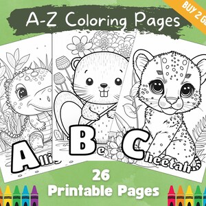 Kids Alphabet Coloring Book, Printable Animal Coloring Pages for Kids ...