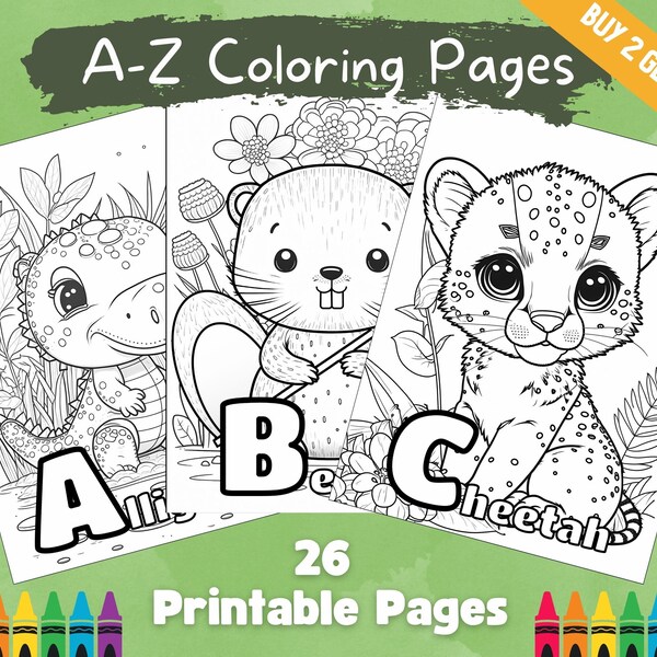 Alphabet Animal Coloring Book - Etsy