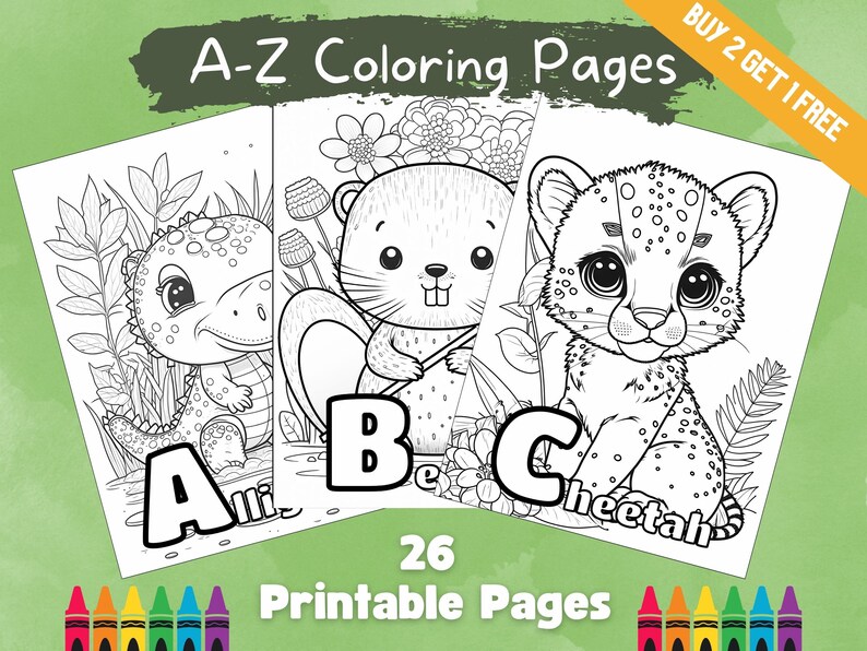Kids Alphabet Coloring Book, Printable Animal Coloring Pages for Kids ...