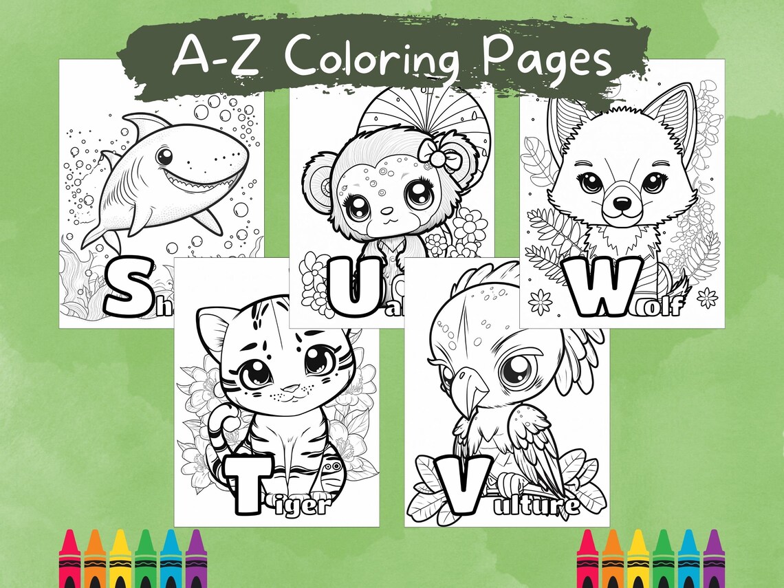 Kids Alphabet Coloring Book, Printable Animal Coloring Pages for Kids ...