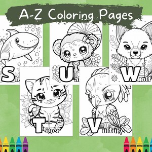 Kids Alphabet Coloring Book, Printable Animal Coloring Pages for Kids ...