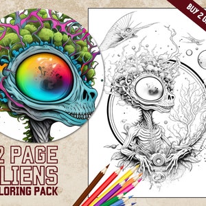 Alien Adult Coloring Pages, Trippy Coloring Book PDF, Printable ...
