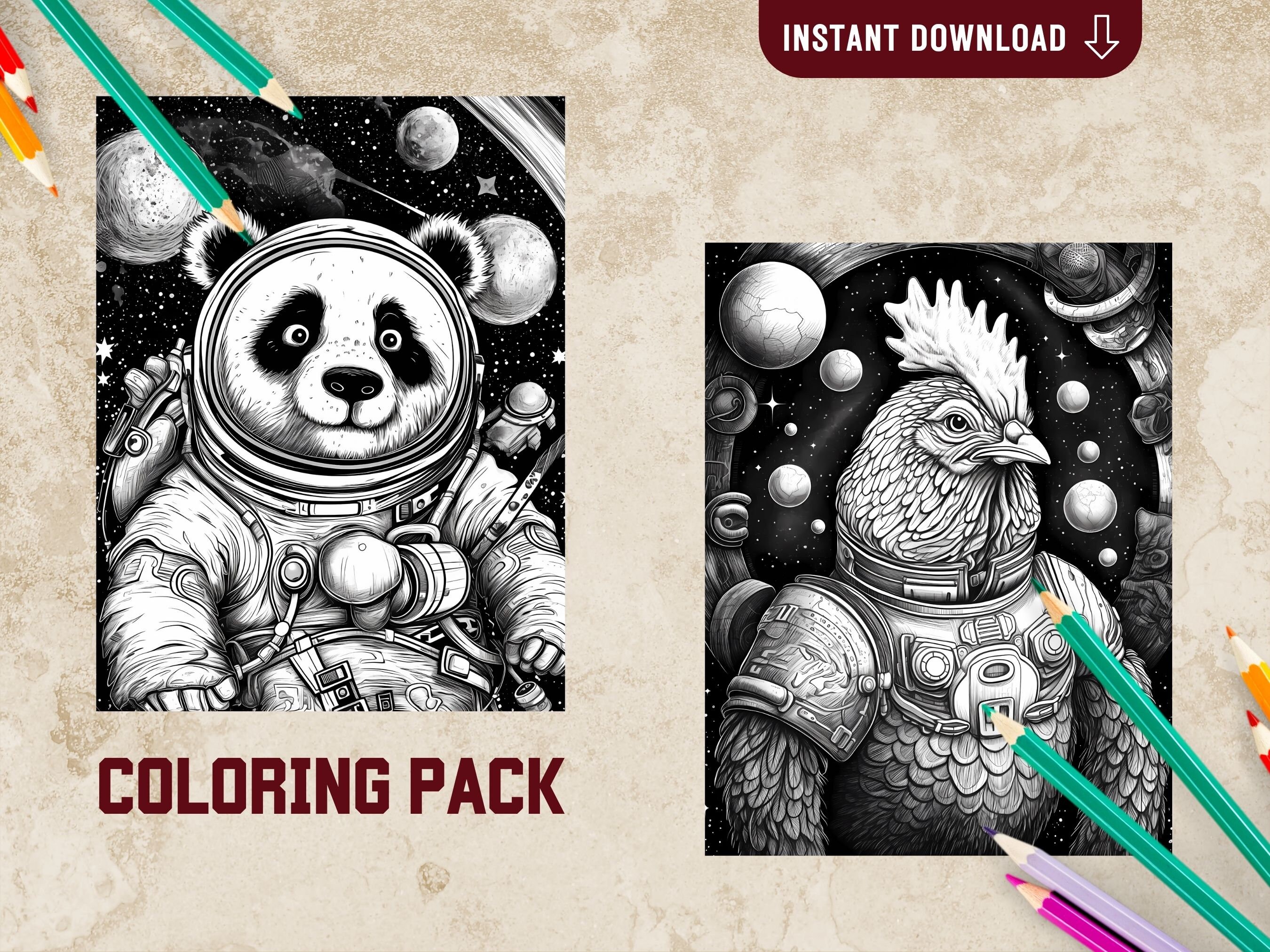 Astronaut Animals Coloring Pages Space Safari Printable Coloring Book ...