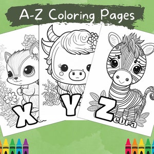 Kids Alphabet Coloring Book, Printable Animal Coloring Pages for Kids ...