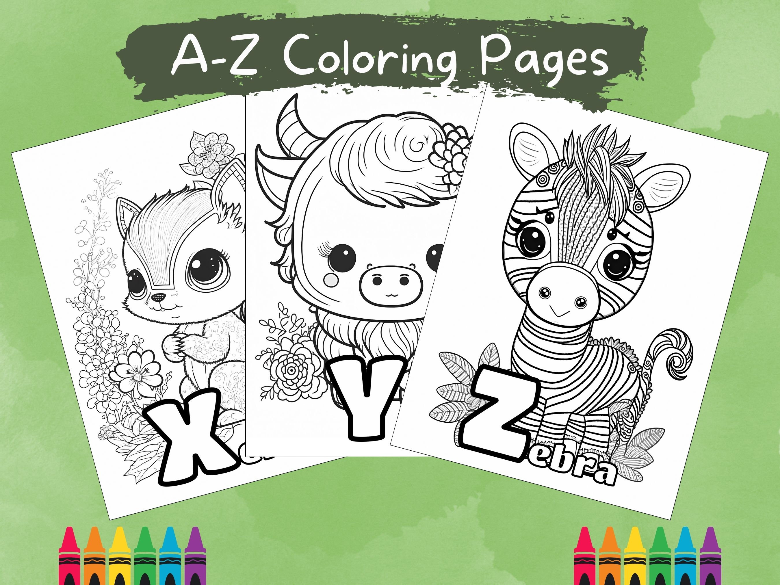 Kids Alphabet Coloring Book, Printable Animal Coloring Pages for Kids ...