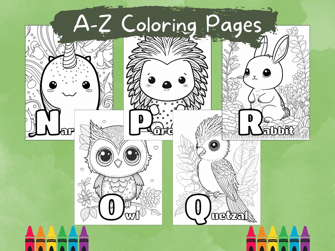 Kids Alphabet Coloring Book, Printable Animal Coloring Pages for Kids ...