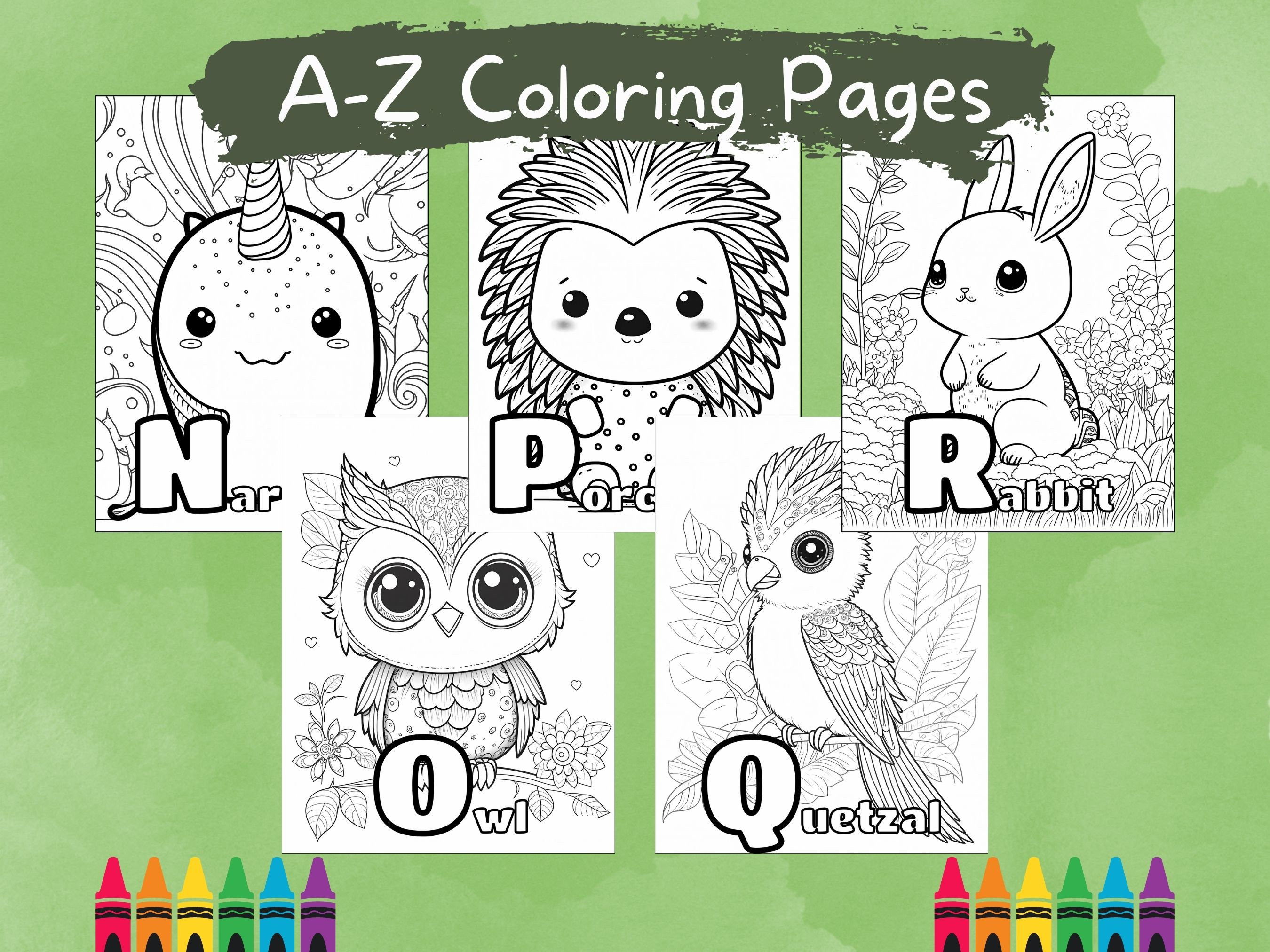 Kids Alphabet Coloring Book, Printable Animal Coloring Pages for Kids ...