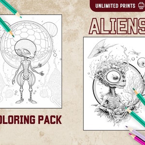 Alien Adult Coloring Pages, Trippy Coloring Book PDF, Printable ...