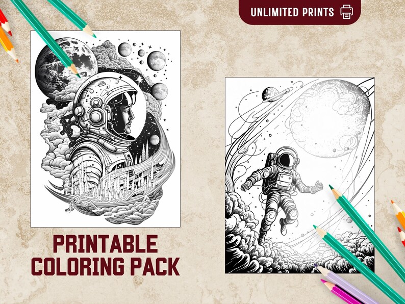 Space Journey Coloring Book PDF| 20 Printable Outer Space Coloring ...