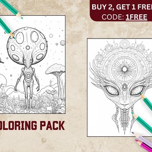 Alien Adult Coloring Pages, Trippy Coloring Book PDF, Printable ...