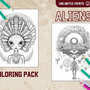 Alien Adult Coloring Pages, Trippy Coloring Book PDF, Printable ...