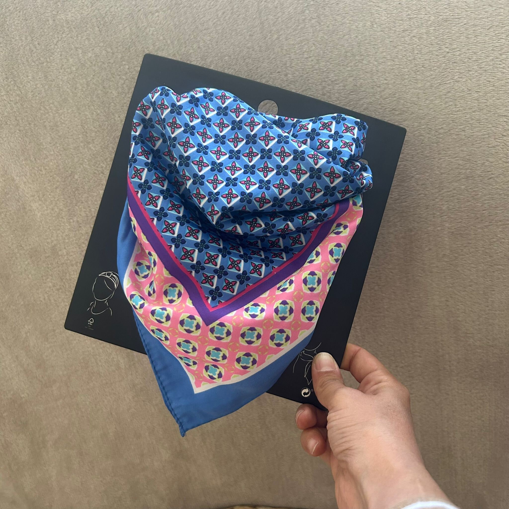 Satin Bandana Set of 2, Patterned Neck Scarf (55x55 Cm) - Etsy