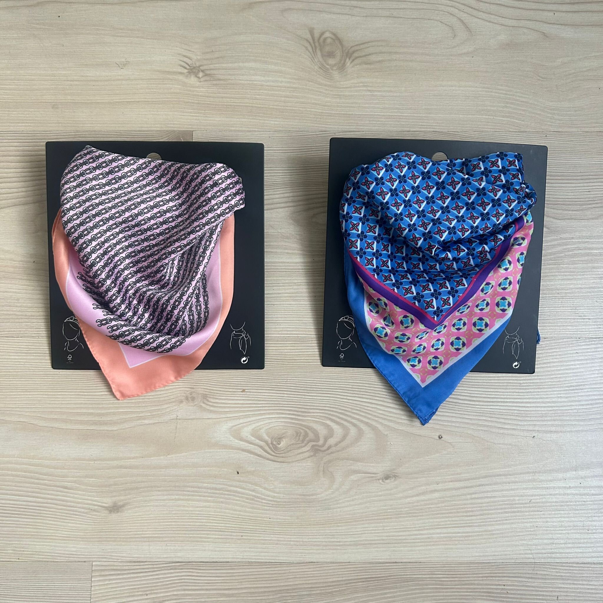 Satin Bandana Set of 2, Patterned Neck Scarf (55x55 Cm) - Etsy