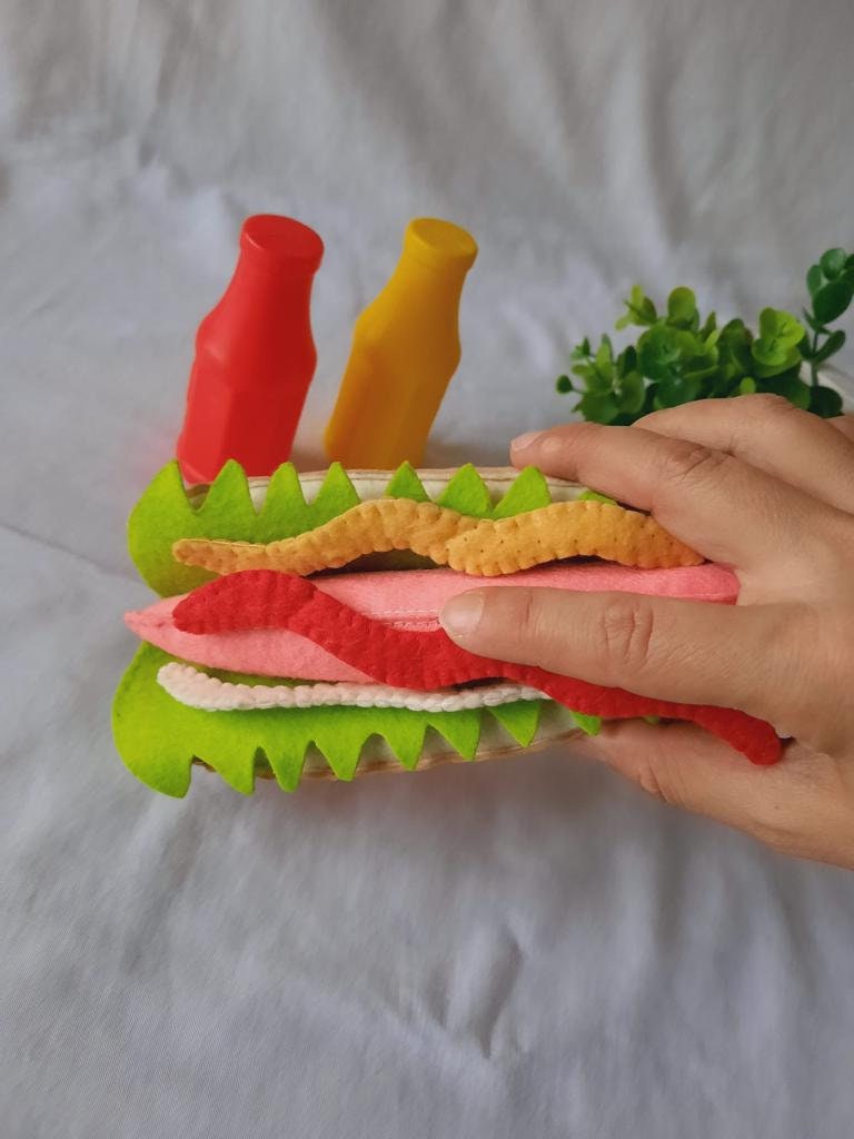 Felt Toy Hotdog,handmade Fun Felt Toys,imitation Game,eco-friendly Felt ...