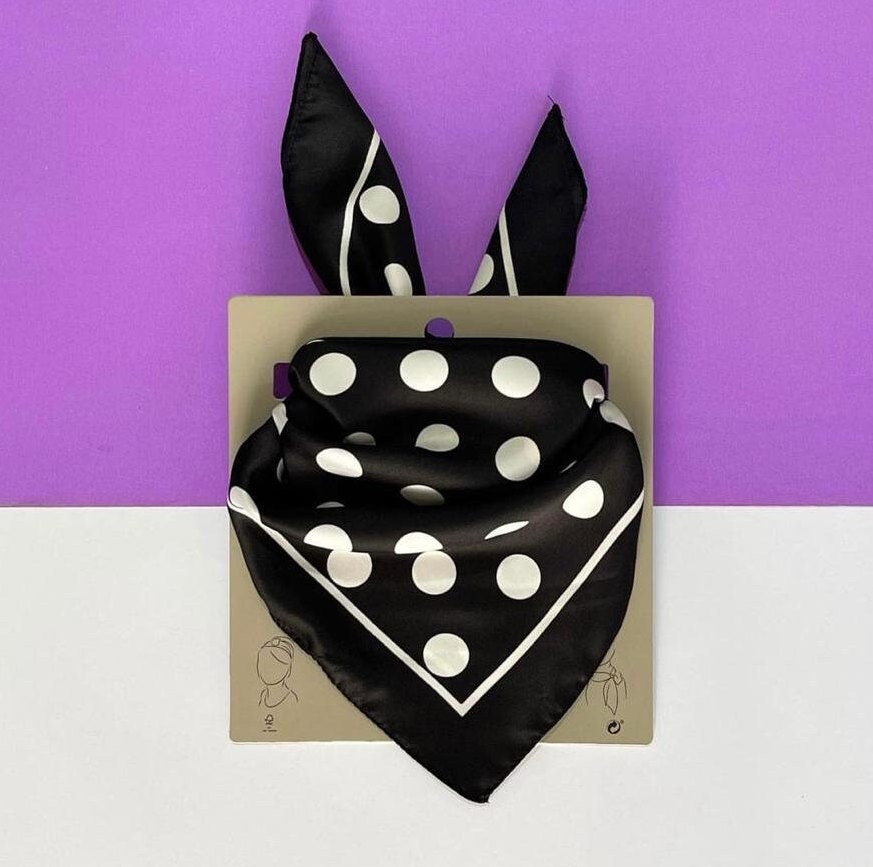 Polka Dot Satin Bandana, Women's Scarf (55x55 Cm) - Etsy