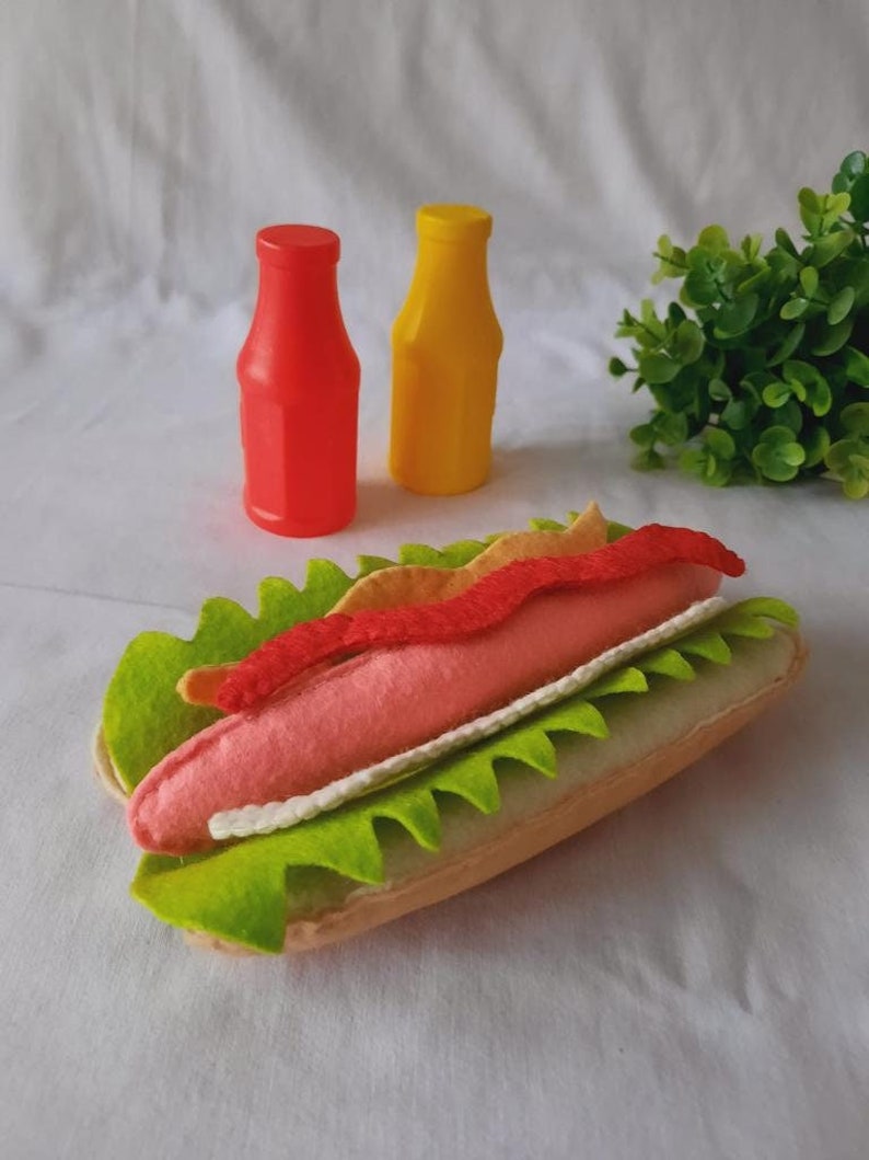 Handmade Felt Hotdog Toy, Pretend Play Kitchen Toy - Etsy
