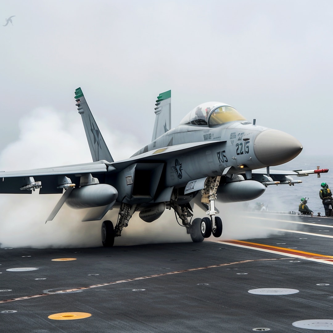 F/A-18E Super Hornet Landing on an Aircraft Carrier Digital Print Art ...