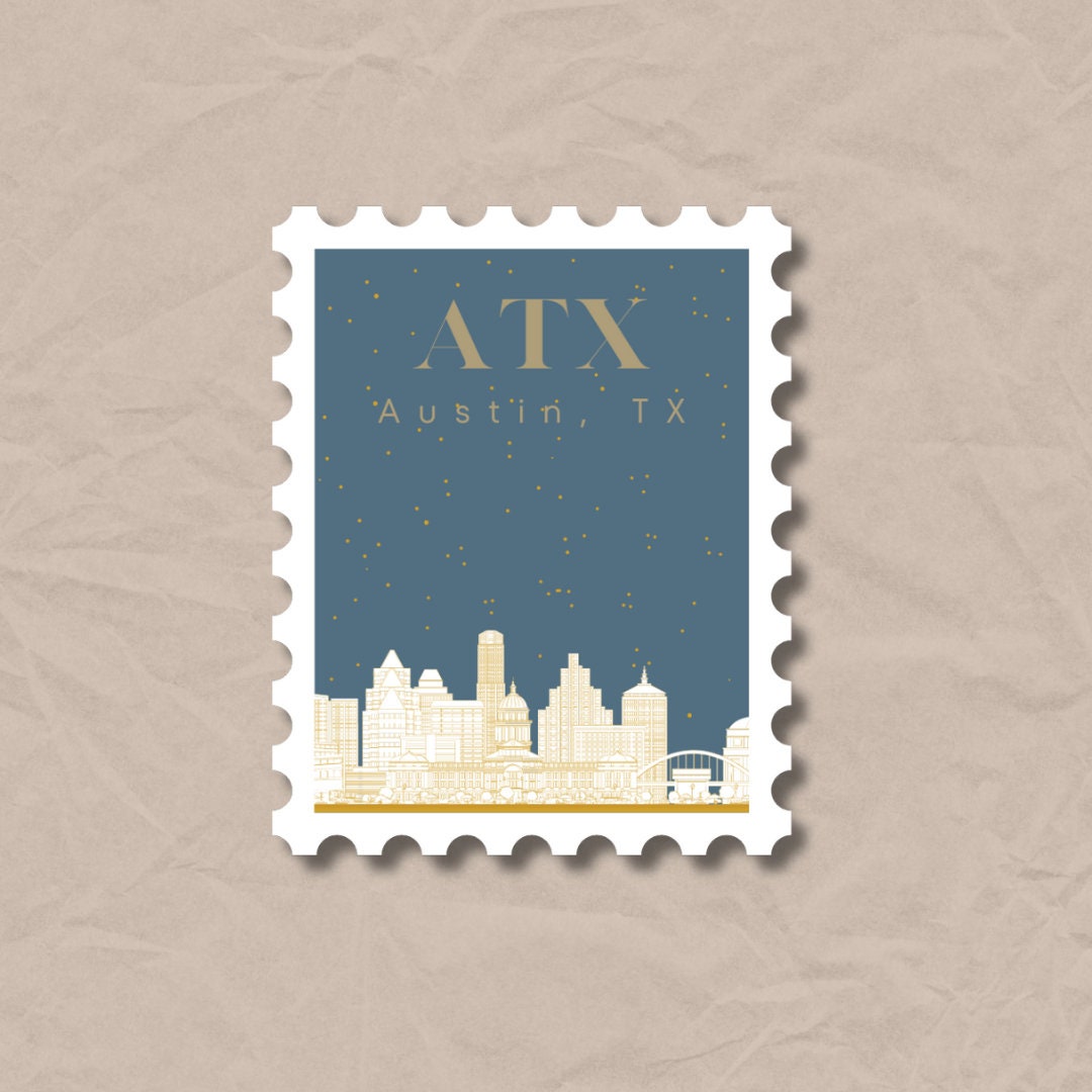 ATX Austin Texas City Stamp VINYL STICKER - Etsy