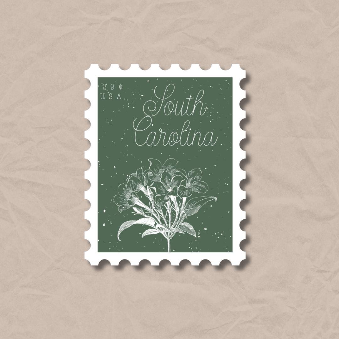 South Carolina State Stamp VINYL STICKER - Etsy