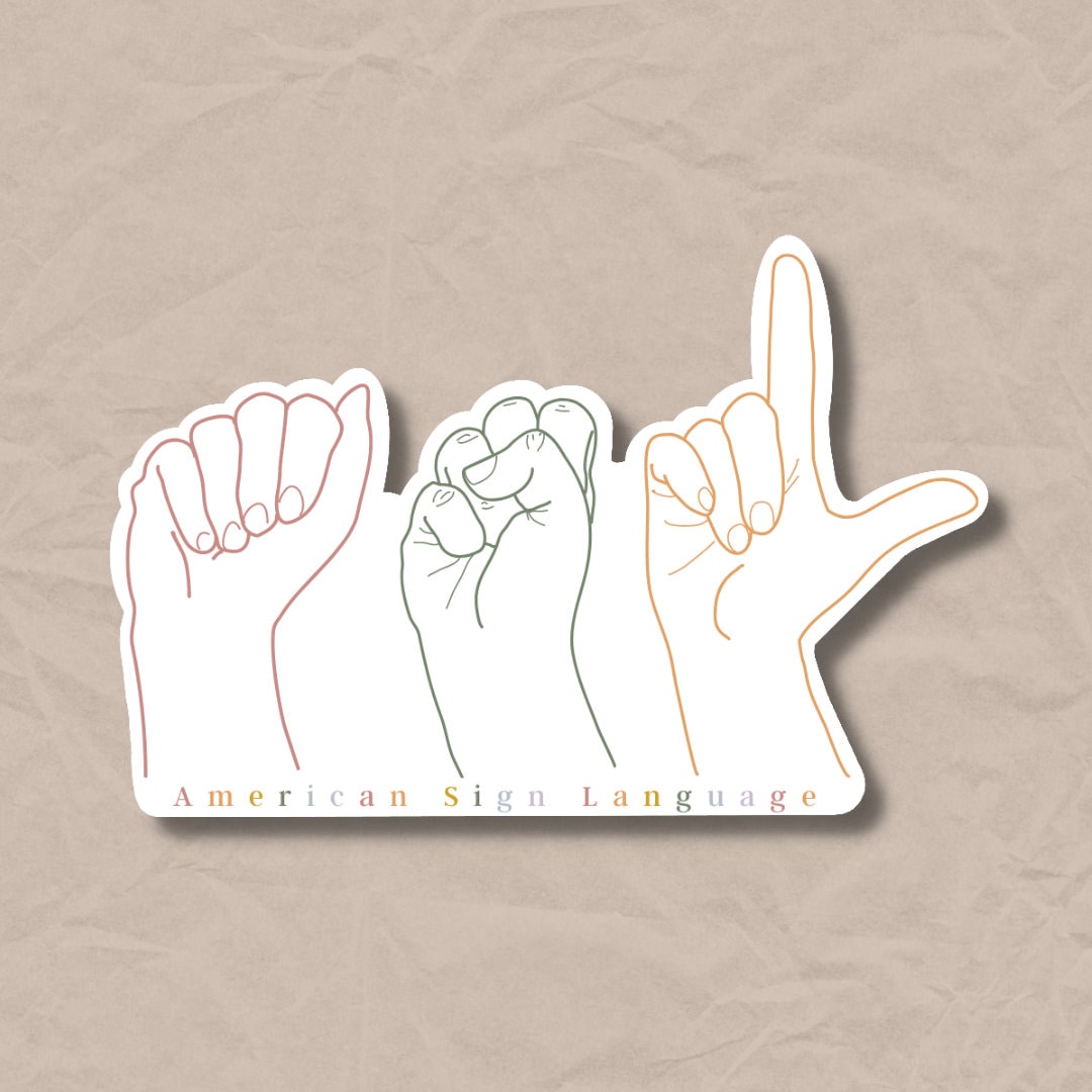 ASL American Sign Language Sticker VINYL STICKER Finger Spelling Deaf ...