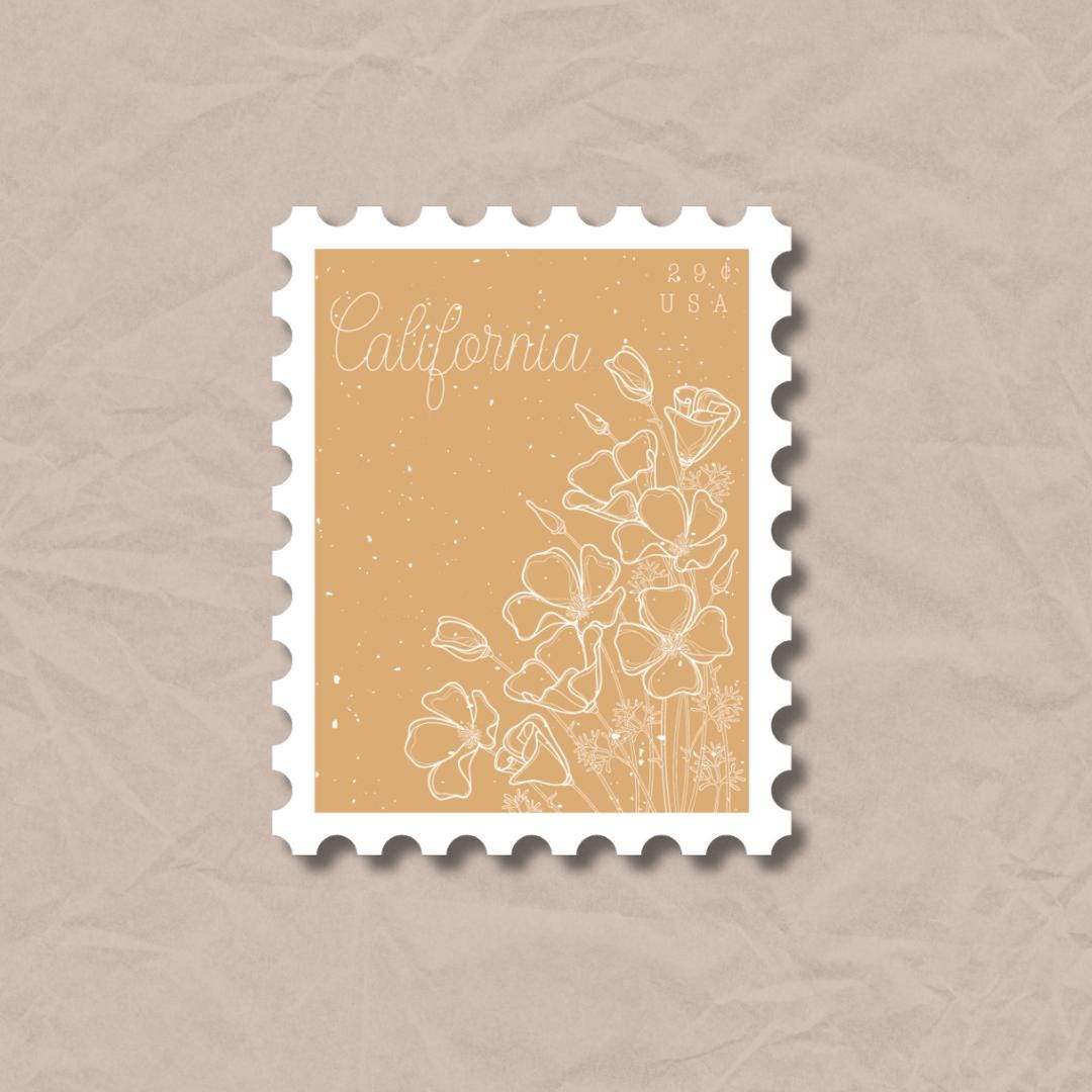 California State Stamp VINYL STICKER - Etsy