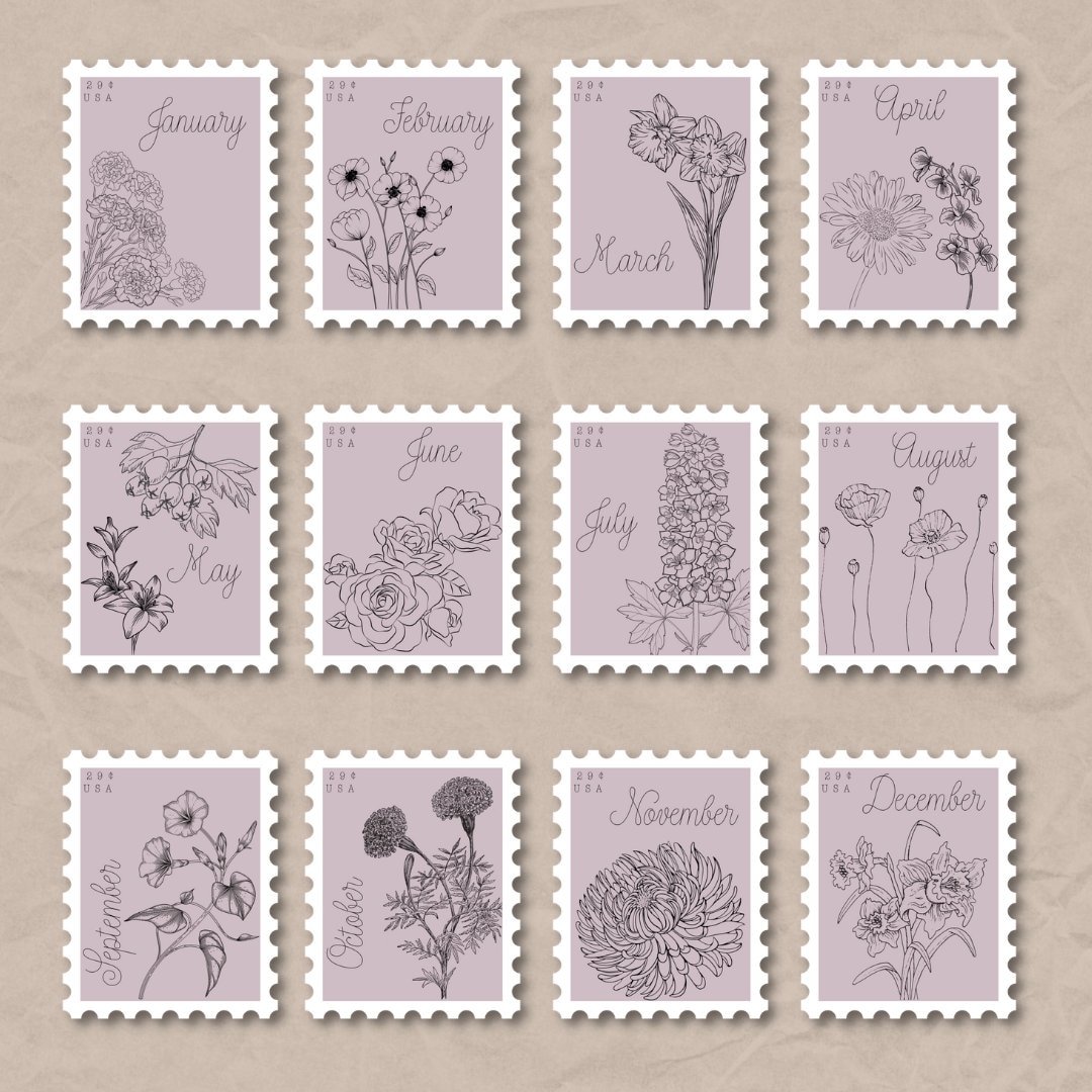 Months of the Year Stamp Stickers VINYL STICKER - Etsy