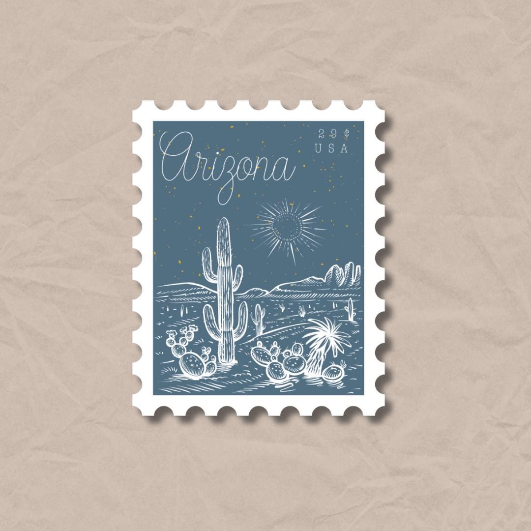 Arizona State Stamp VINYL STICKER - Etsy