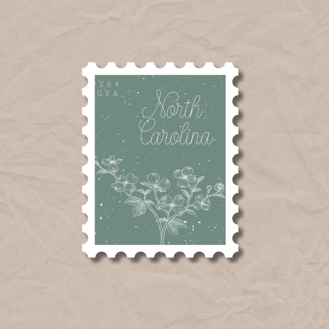 North Carolina State Stamp VINYL STICKER - Etsy