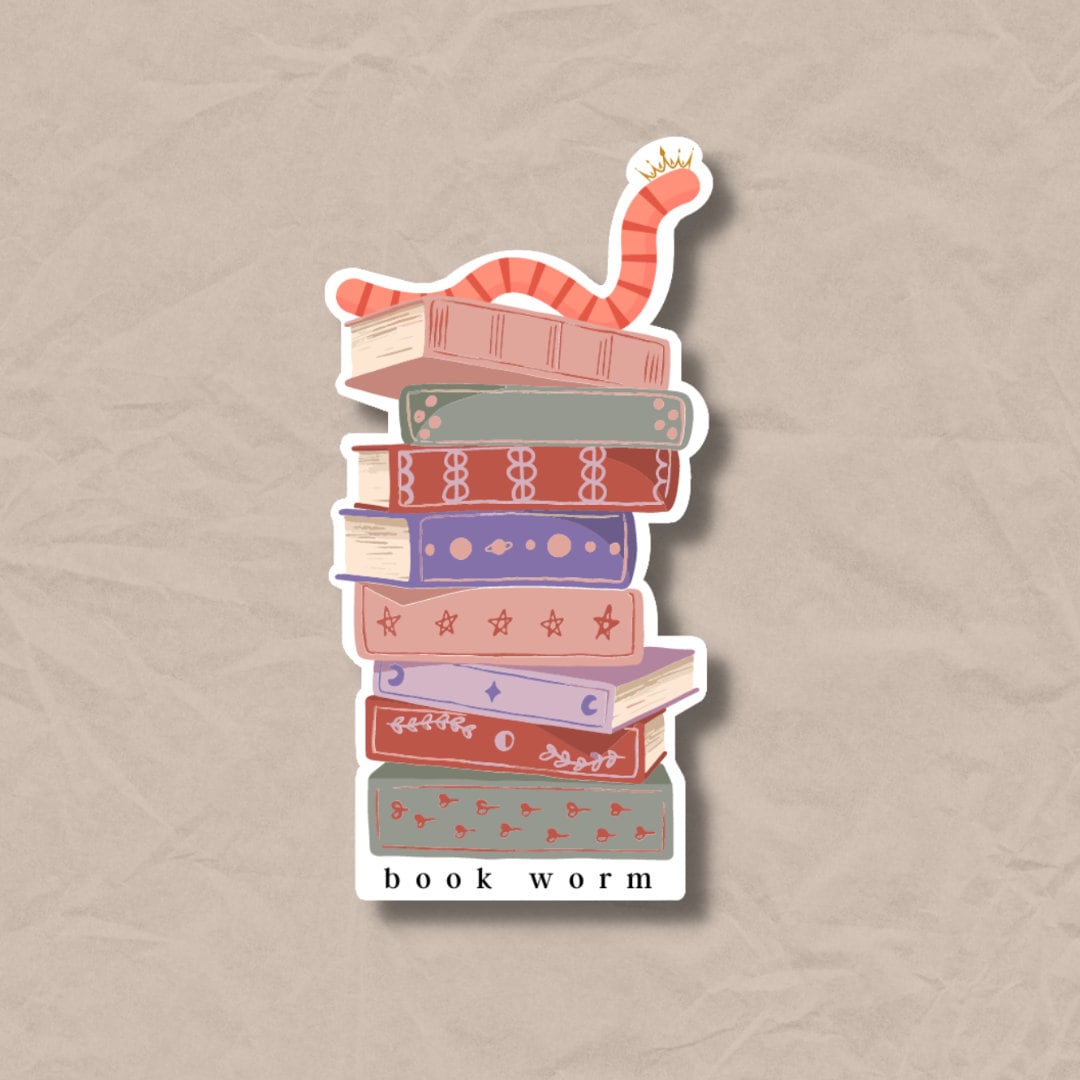 Book Worm Sticker VINYL STICKER - Etsy