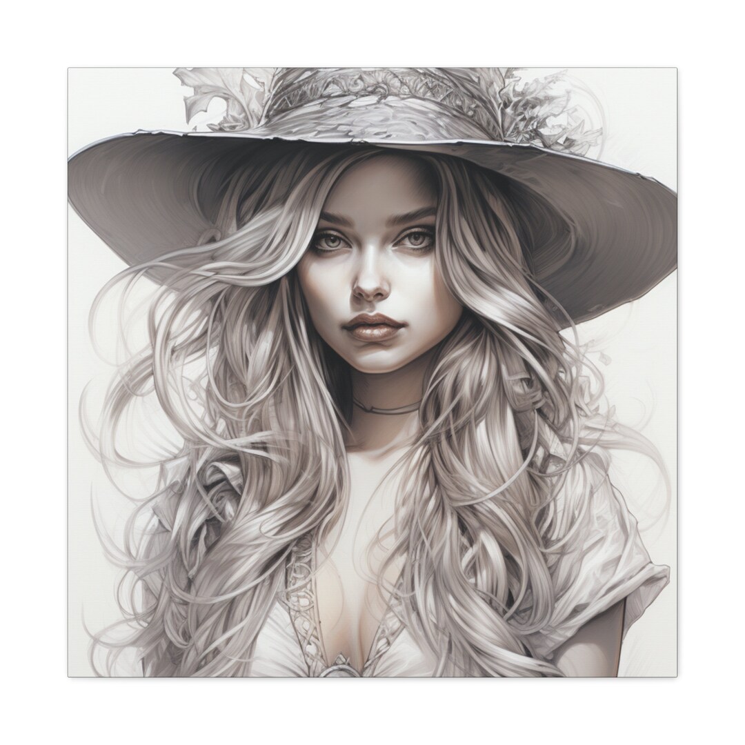 Spellbinding Witch Sketch With Hat Hand-drawn Artistry - Etsy