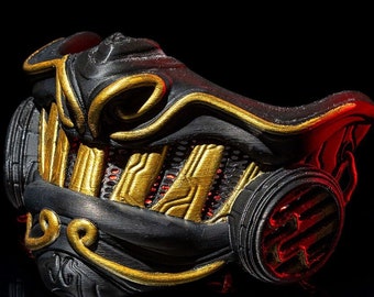 Glowing Cyberpunk Samurai Wolf Mask Samurai Wolf Mask Wolf Mask Cyber ...