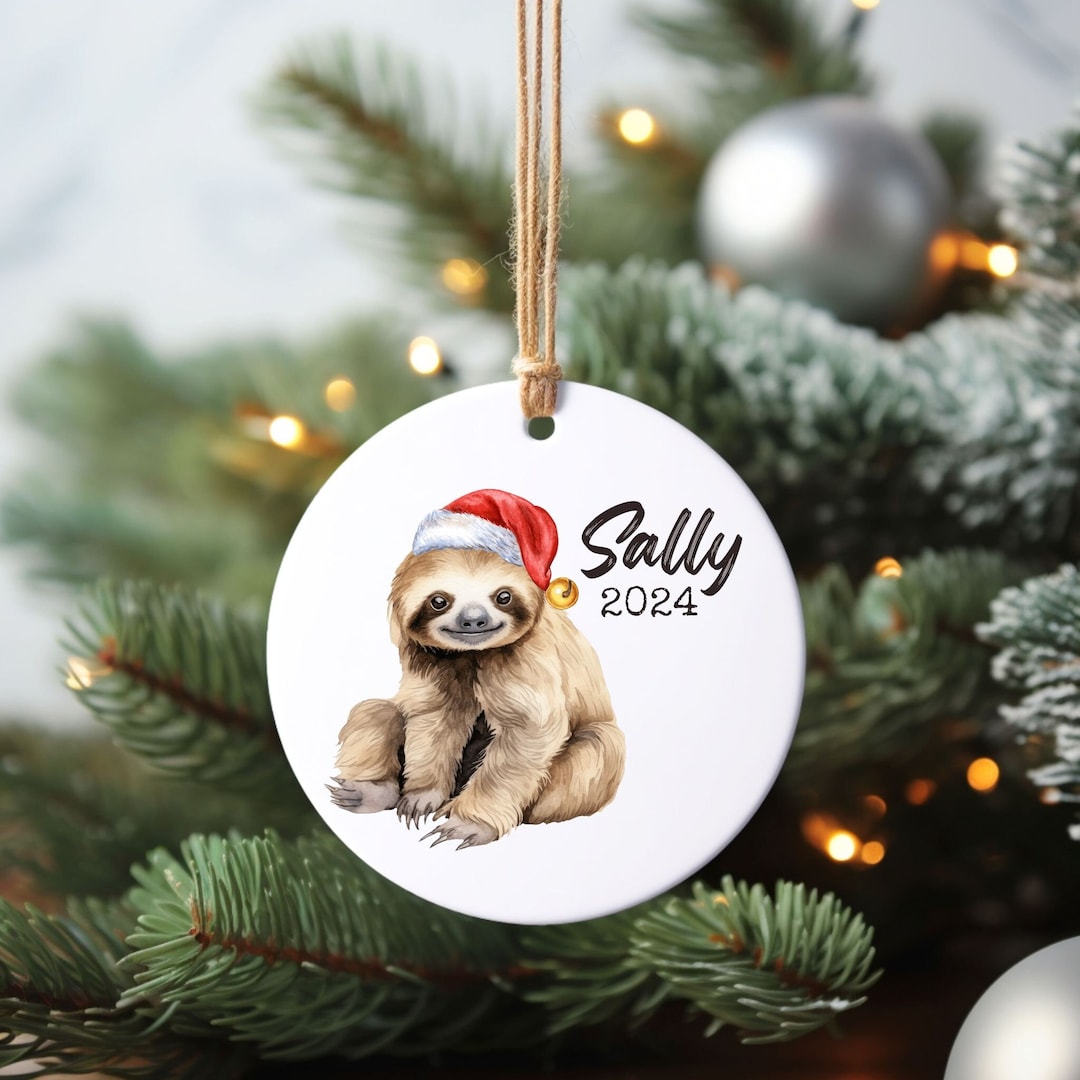 Sloth Ornament Personalized Three Toed Sloth Christmas Ornament 2024 ...