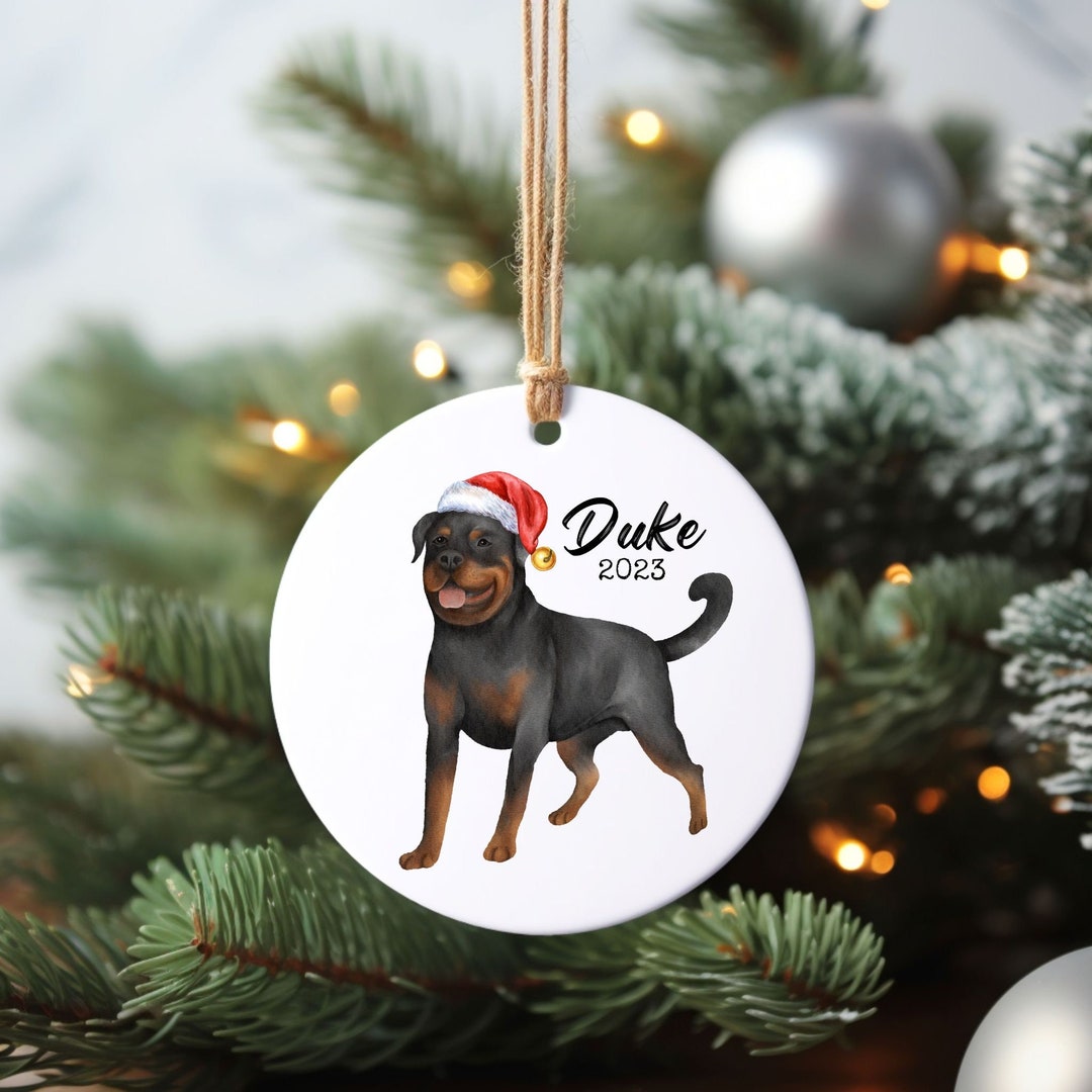 Personalized American Rottweiler Ornament With Name and Year Christmas ...