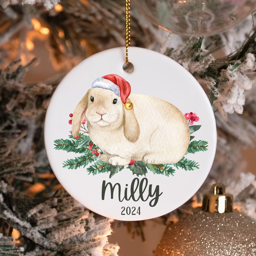 Personalized Pet Lop Rabbit Ornament With Name and Year Christmas Gift ...