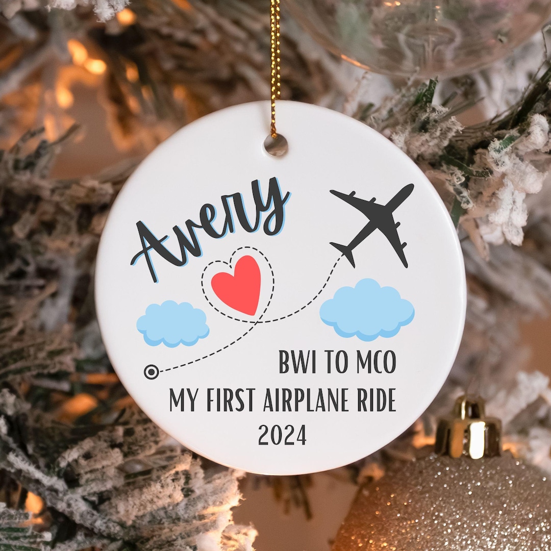 Personalized 1st Airplane Trip Ornament Customized Vacation Ornament ...