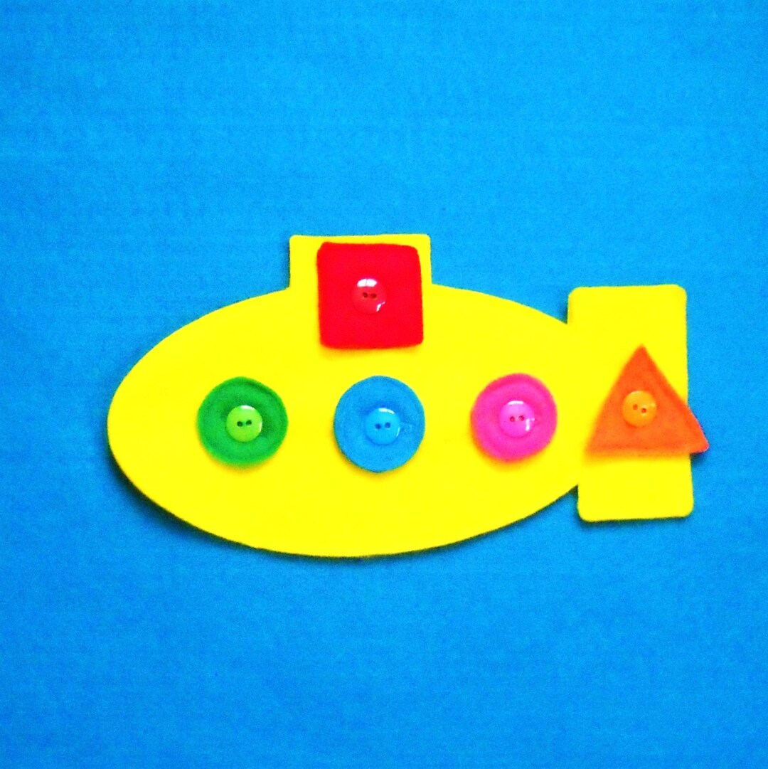 10 Travel-toy YELLOW SUBMARINE: With Button-on Felt Pieces Fine Motor ...